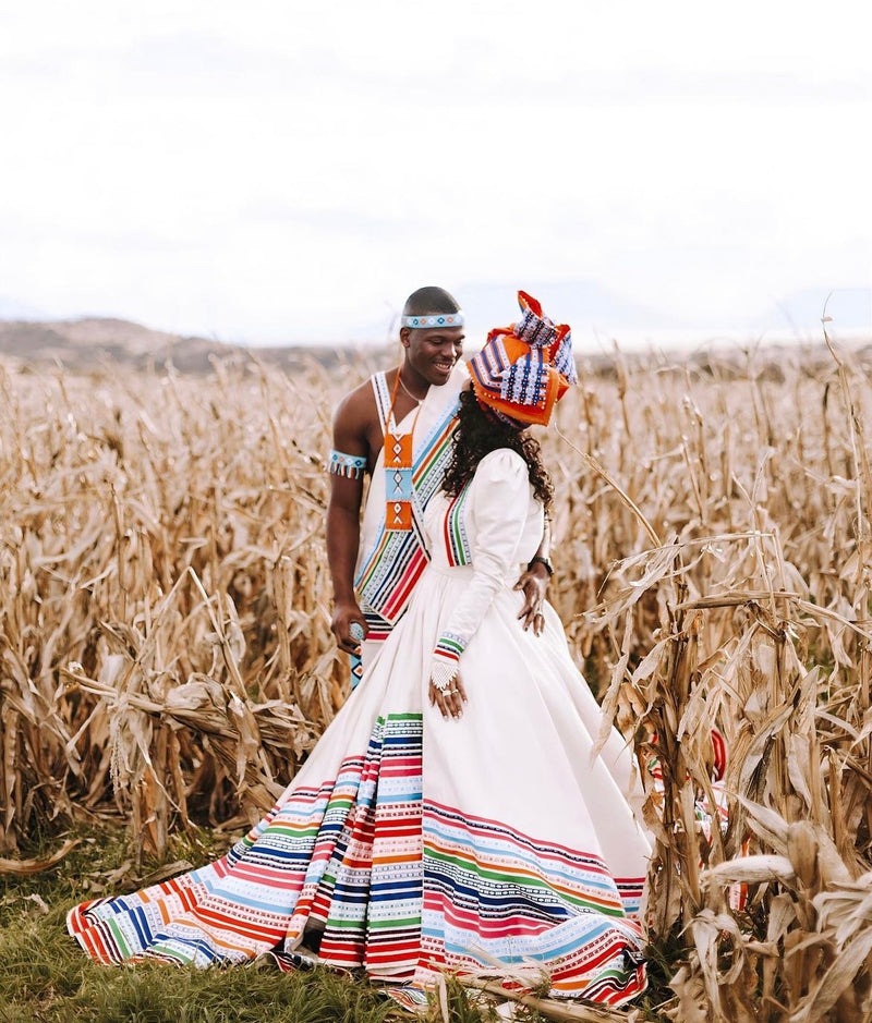 Modern IsiMpondo inspired wedding ensemble