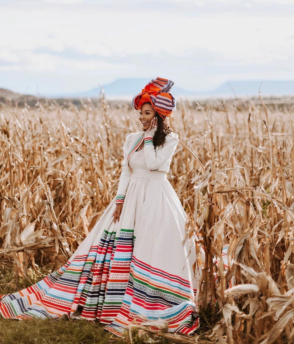 Modern IsiMpondo inspired wedding ensemble